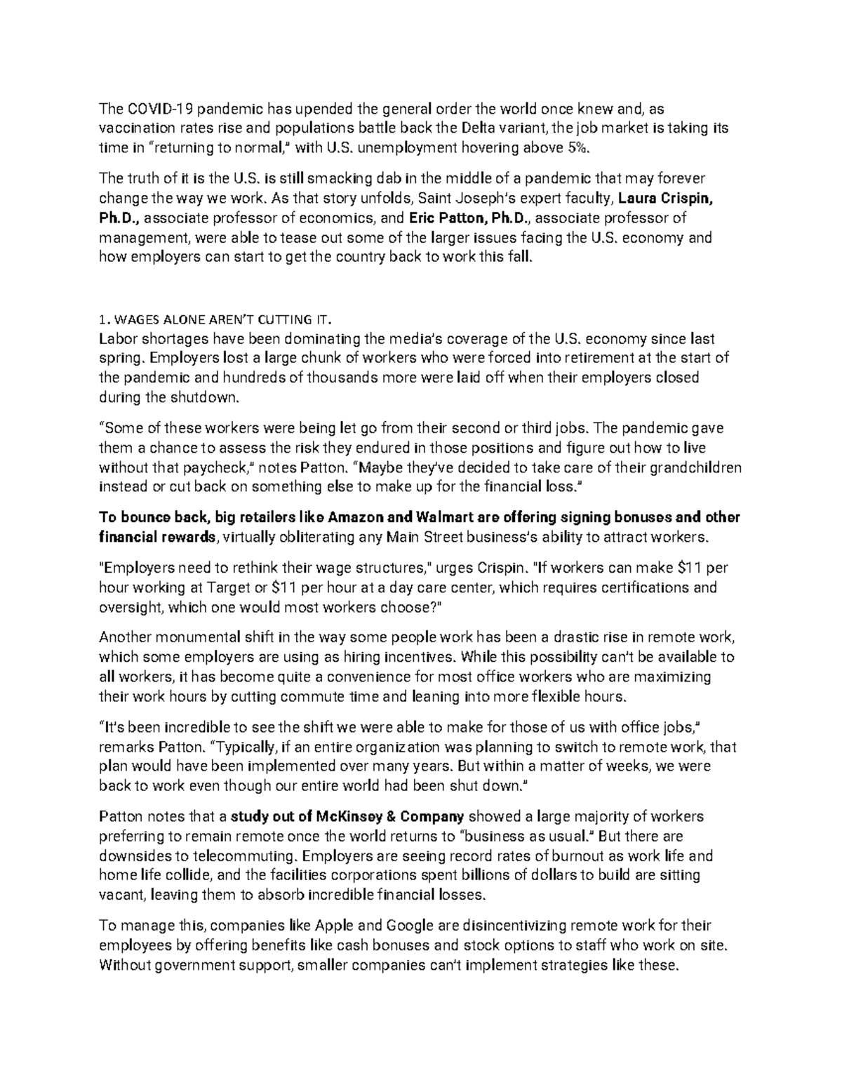 3 Major Issues Facing the Us economy - The COVID-19 pandemic has ...