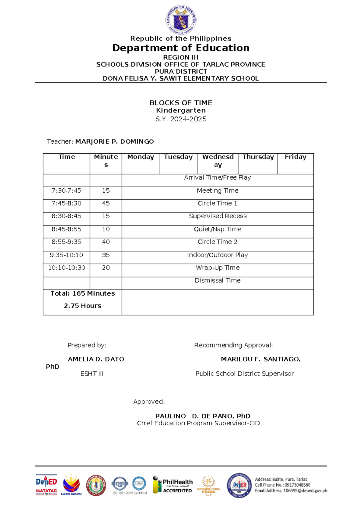 Blocks OF TIME- Matatag Curriculum - Department of Education REGION III ...