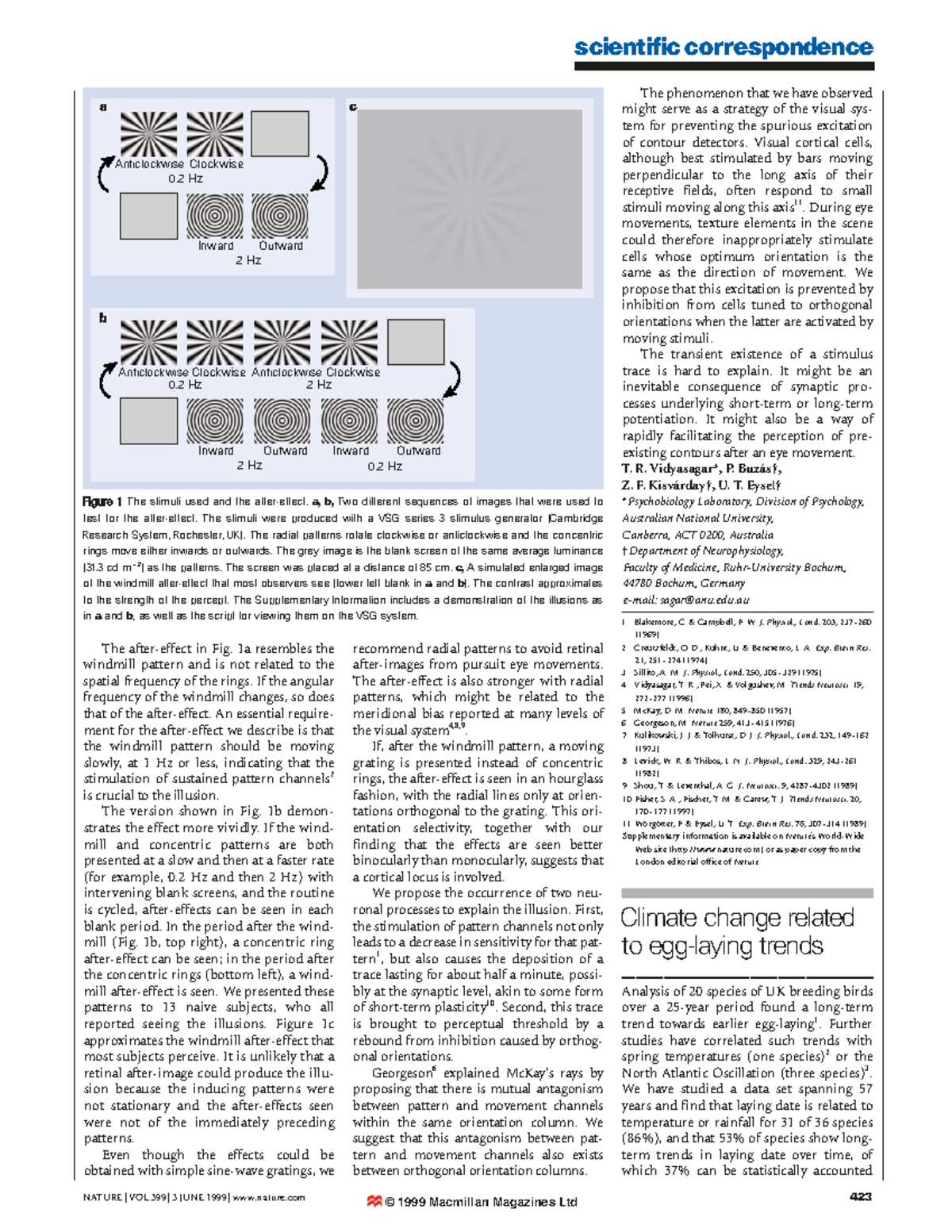 20839 - 123 - © 1999 Macmillan Magazines Ltd The after-effect in Fig ...