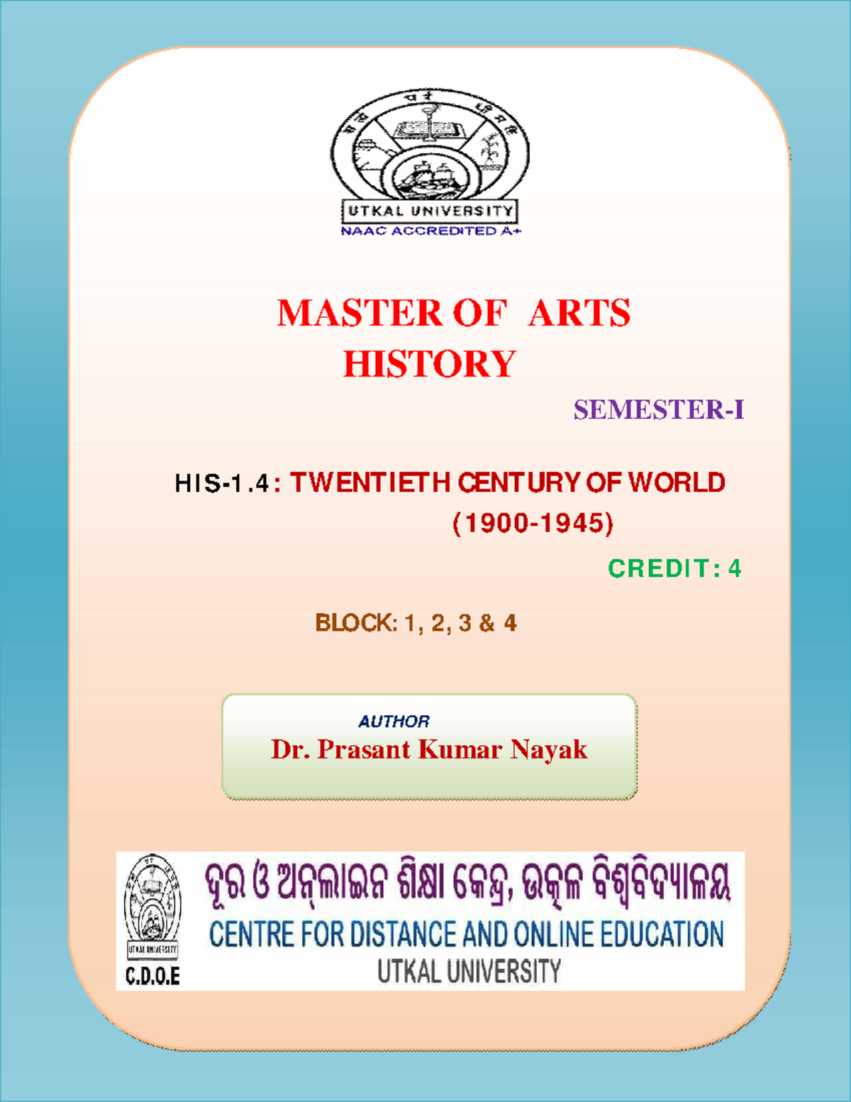 Paper 04 - kjlhugfvbnmjkhuy - MASTER OF ARTS HISTORY SEMESTER-I HIS-1 ...