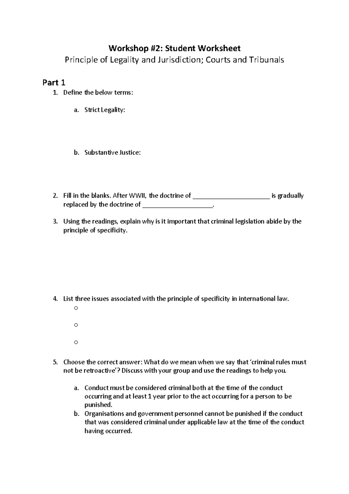 Student Worksheet Workshop 2 - Workshop # 2 : Student Worksheet ...