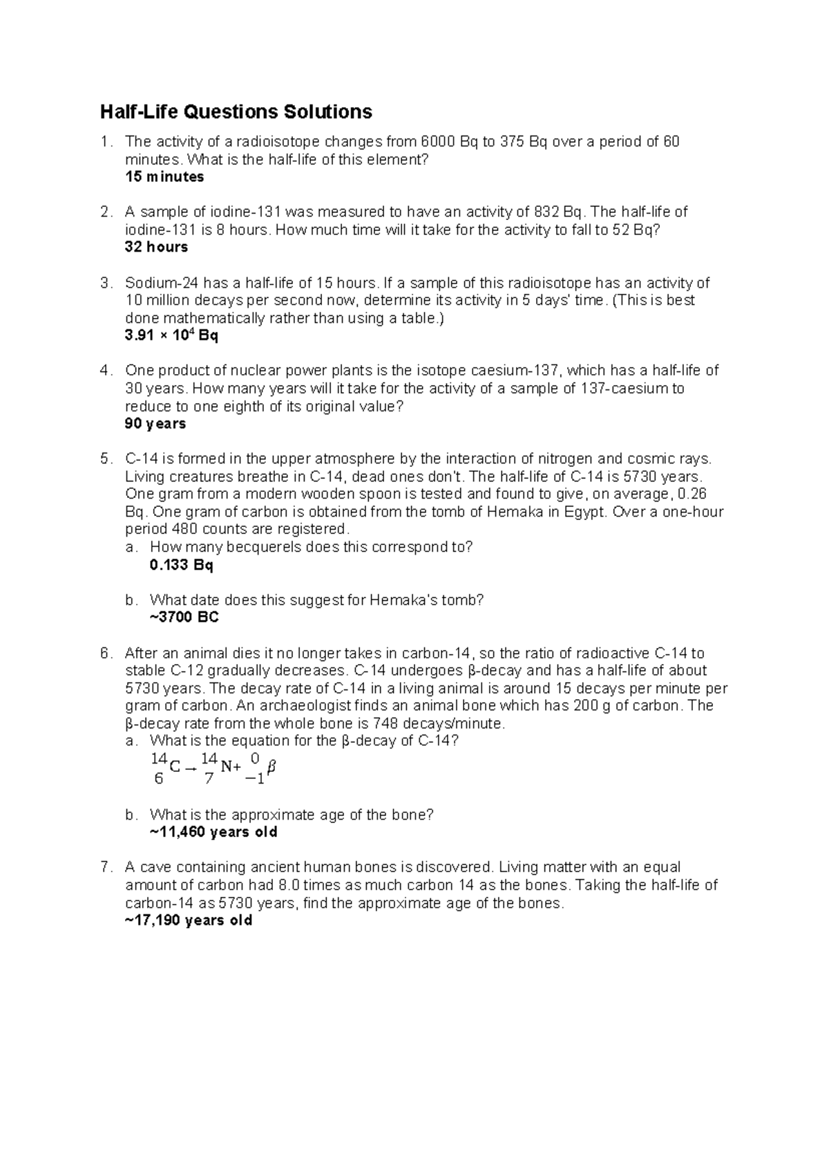 02.04a A Half-Life In-Class Practice Solutions - Half-Life Questions ...