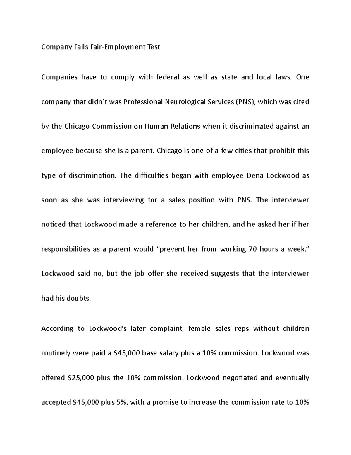 HRM 16- Company Fails Fair - Company Fails Fair-Employment Test ...