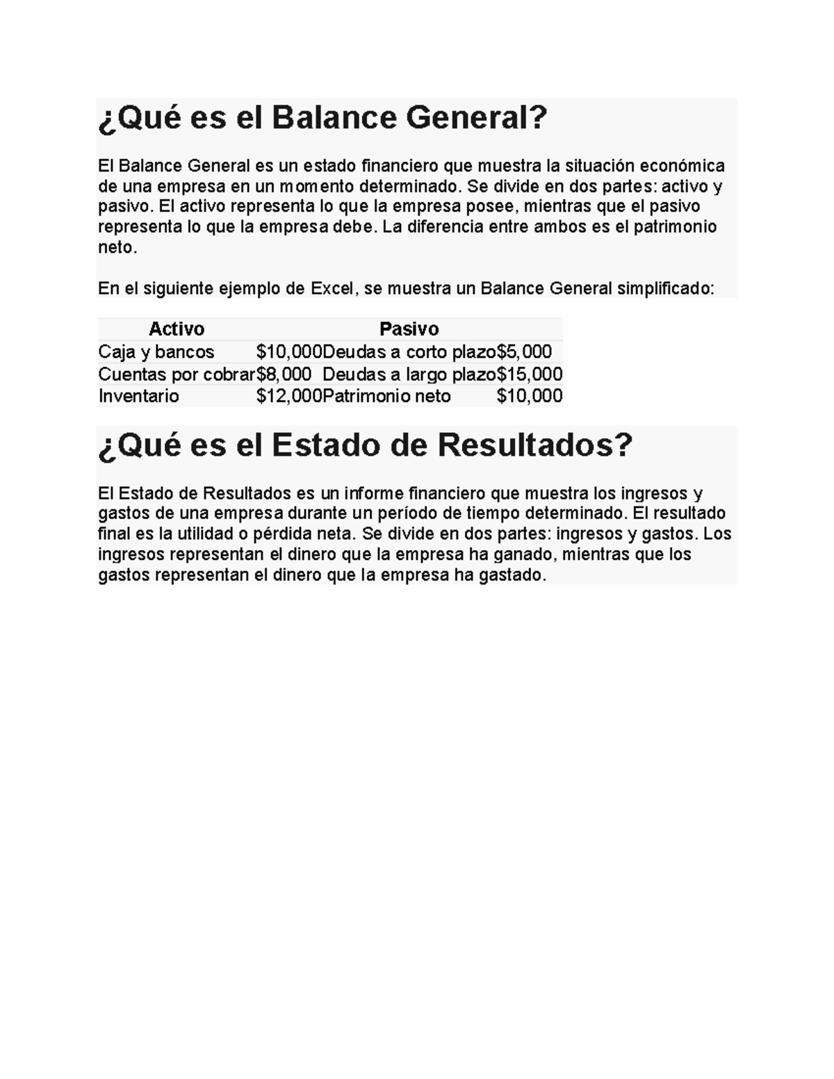 Balance - Se divide en dos partes: activo y pasivo. El activo ...