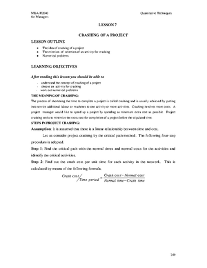 Unit Four Lesson Six Introduction to Operations Research and Linear Programming - LESSON 6 2 x n ...