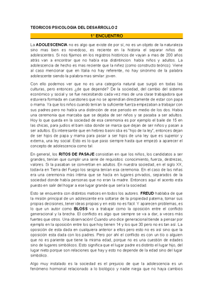 Resumen final desarrollo 2 - Resumen Psicología del Desarrollo II Unidad 1 Adolescencia, ¿etapa ...