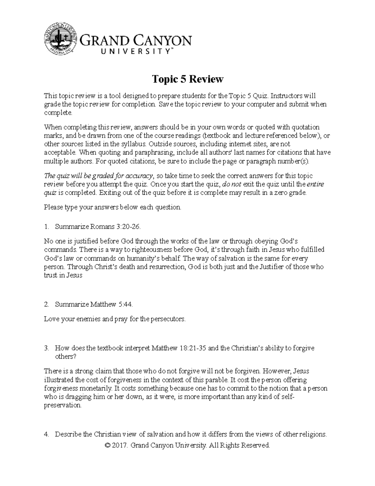 Topic 5 Review for Quiz - Studocu