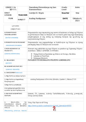 Health 6 COT Quarter 2 Week 7 - GRADE 1 to 12 DAILY LESSON PLAN SCHOOL ...