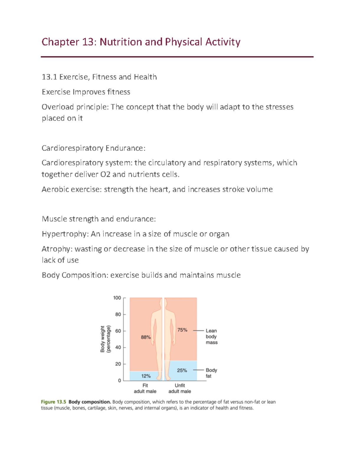 NUTR 100 Chapter 13 textbook notes - Chapter 13: Nutrition and Physical ...