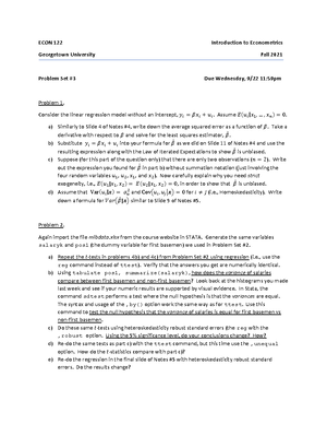 Homework 4 Fall semester - ECON 122 Introduction to Econometrics Georgetown University Fall 2021 ...