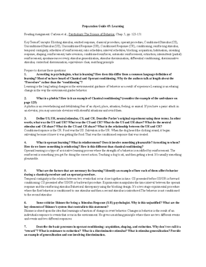 Preparation Guide #4 Biology of Behavior - Preparation Guide #4 ...