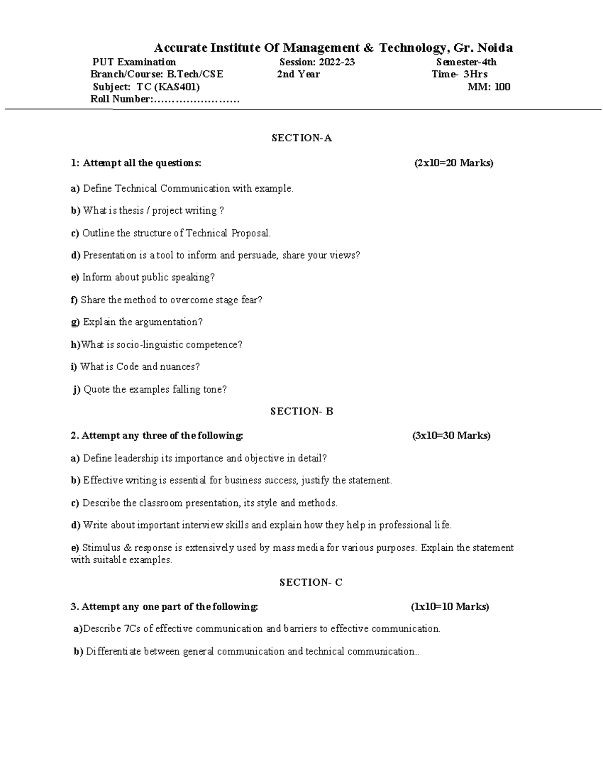 TC PUT - It's detailed information about university paper - Accurate ...
