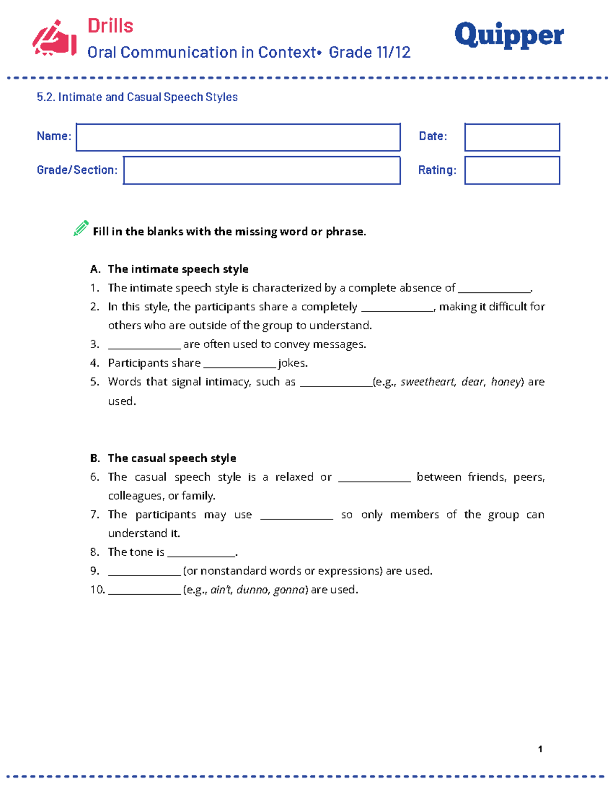 Assignment 3 - Social Studies (BsEdSocial Studies) - Drills Oral ...