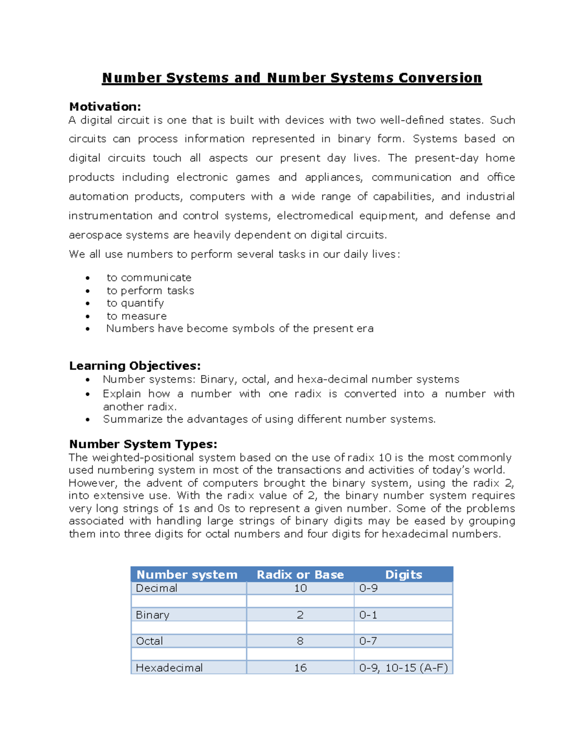 Number syatem and conversion - Number Systems and Number Systems ...