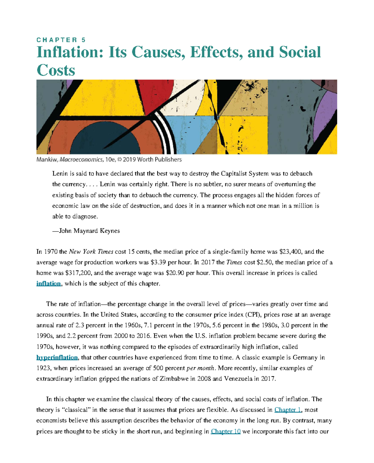 Chap 5 Readings - .................... - C H A P T E R 5 Inflation: Its ...