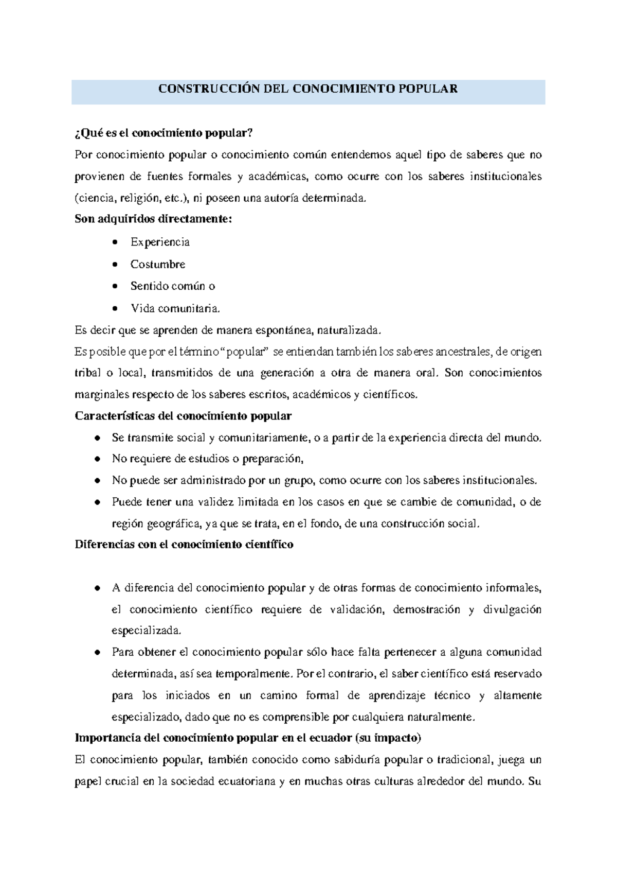 Interculturalidad - CONSTRUCCIÓN DEL CONOCIMIENTO POPULAR ¿Qué es el ...