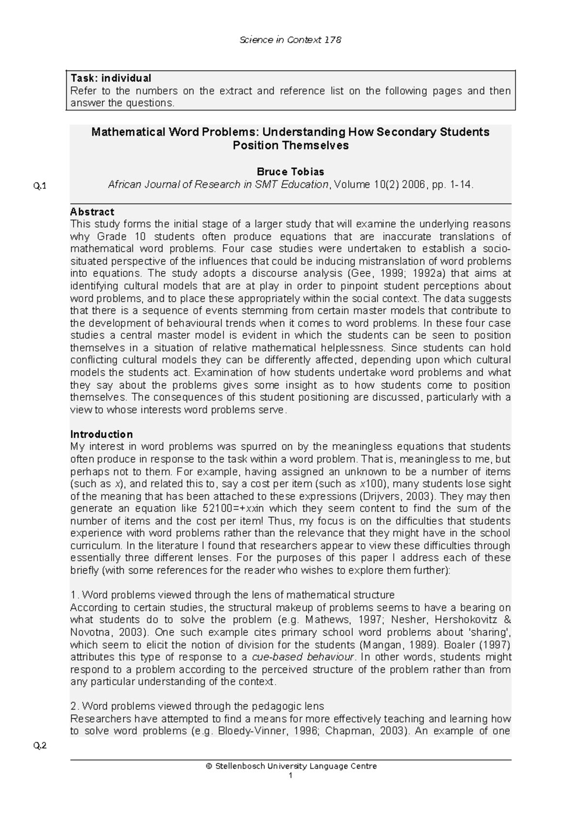 Wk6 Lecture 1 Referencing Task - Task: individual Refer to the numbers ...
