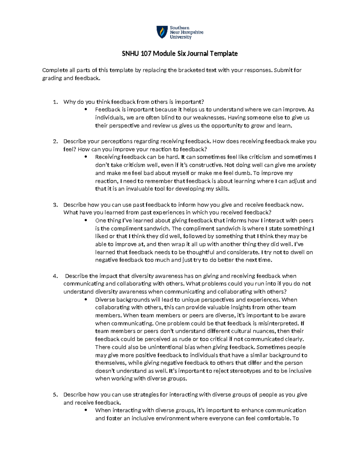 SNHU 107 Module Six Journal - SNHU 107 Module Six Journal Template ...