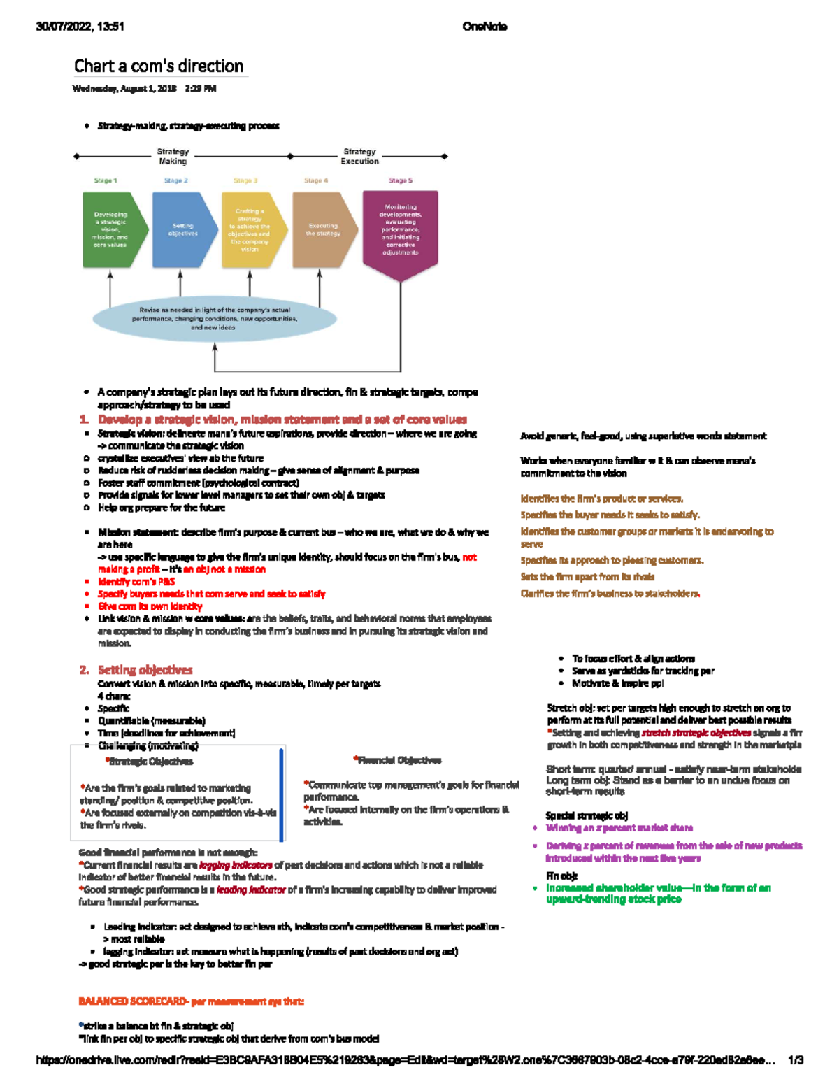 MGMT314 Strategic Management - Week 2 Company Direction - 13:51 OneNote ...