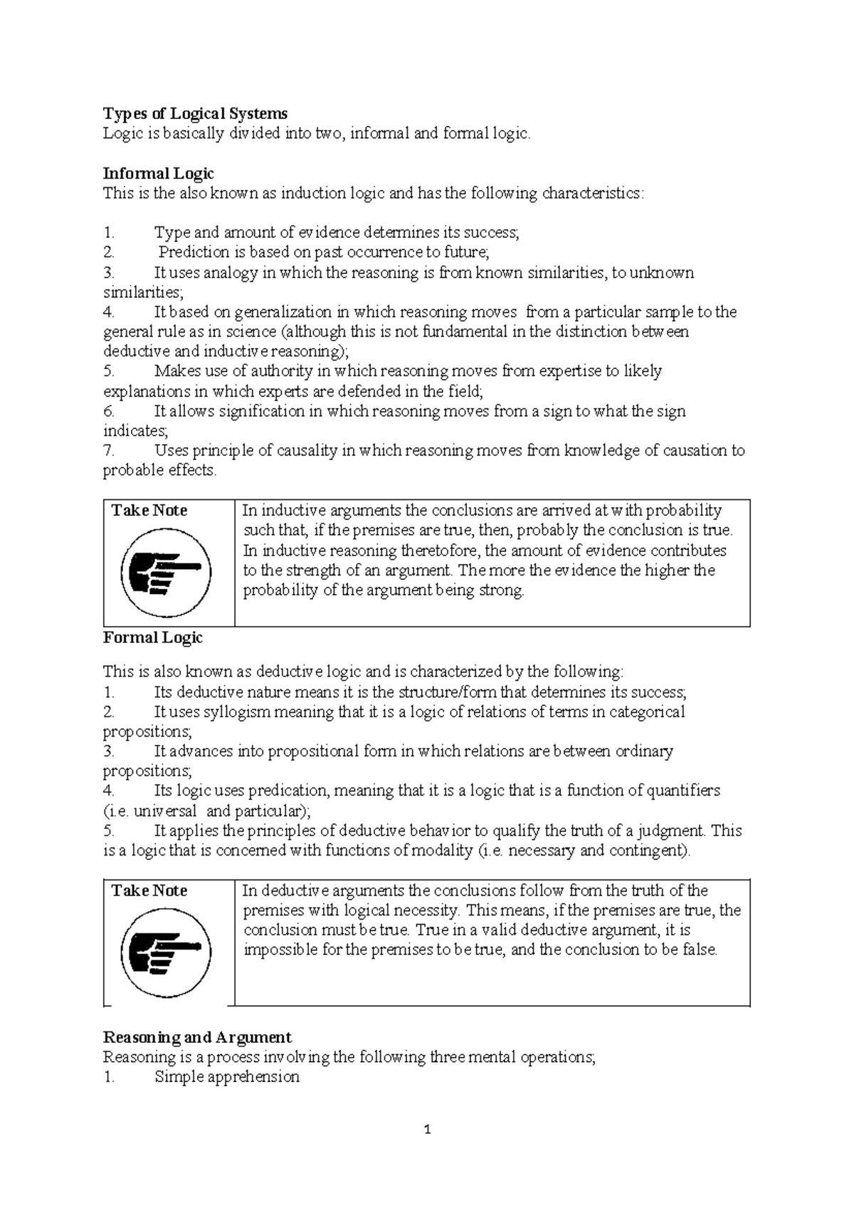 Meaning and Nature of Arguments - Types of Logical Systems Logic is ...