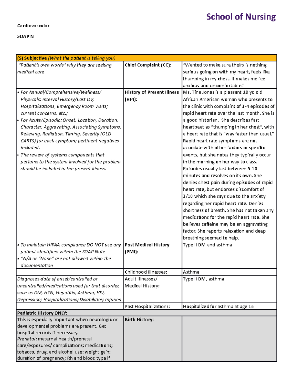 Cardiovascular soap Brian Foster - School of Nursing Cardiovascular ...