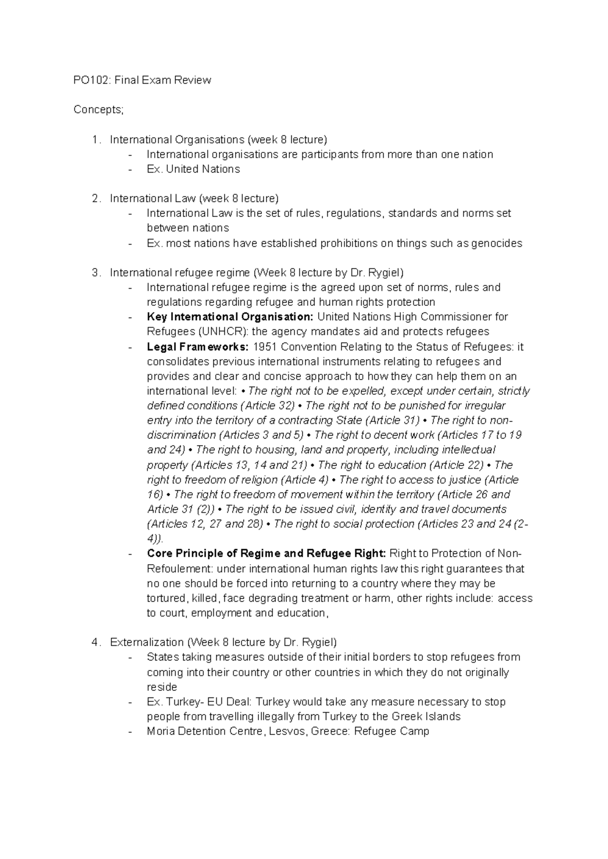 PO102 FINAL FINAL Exam Review - PO102: Final Exam Review Concepts; 1 ...