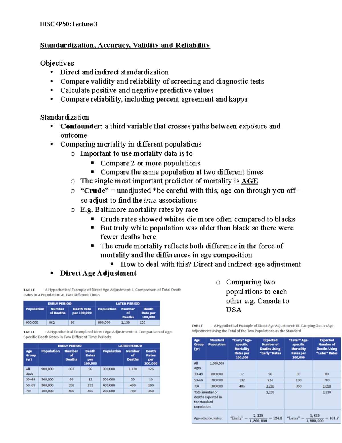 4P50 Lecture 3 Standardization, Accuracy, Validity, Reliability - HLSC ...