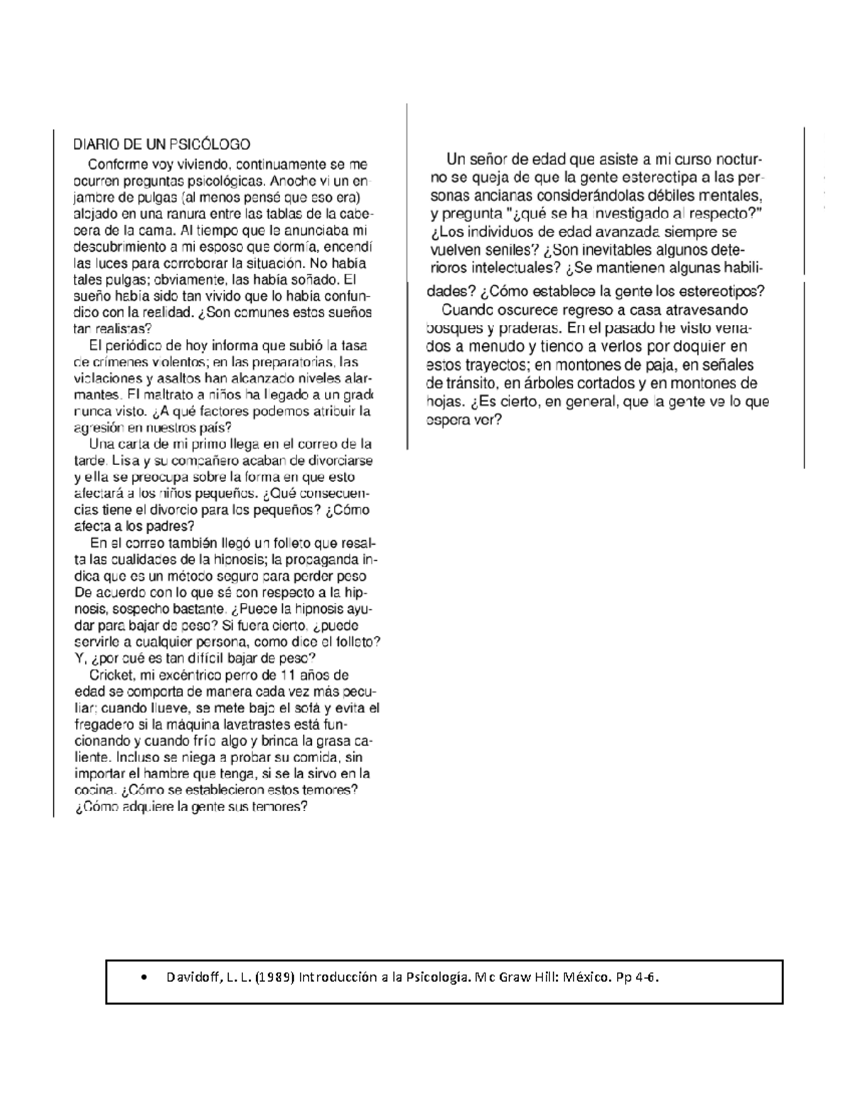 Diario de un psic logo - Psicología - Davidoff, L. L. ( 1989 ...