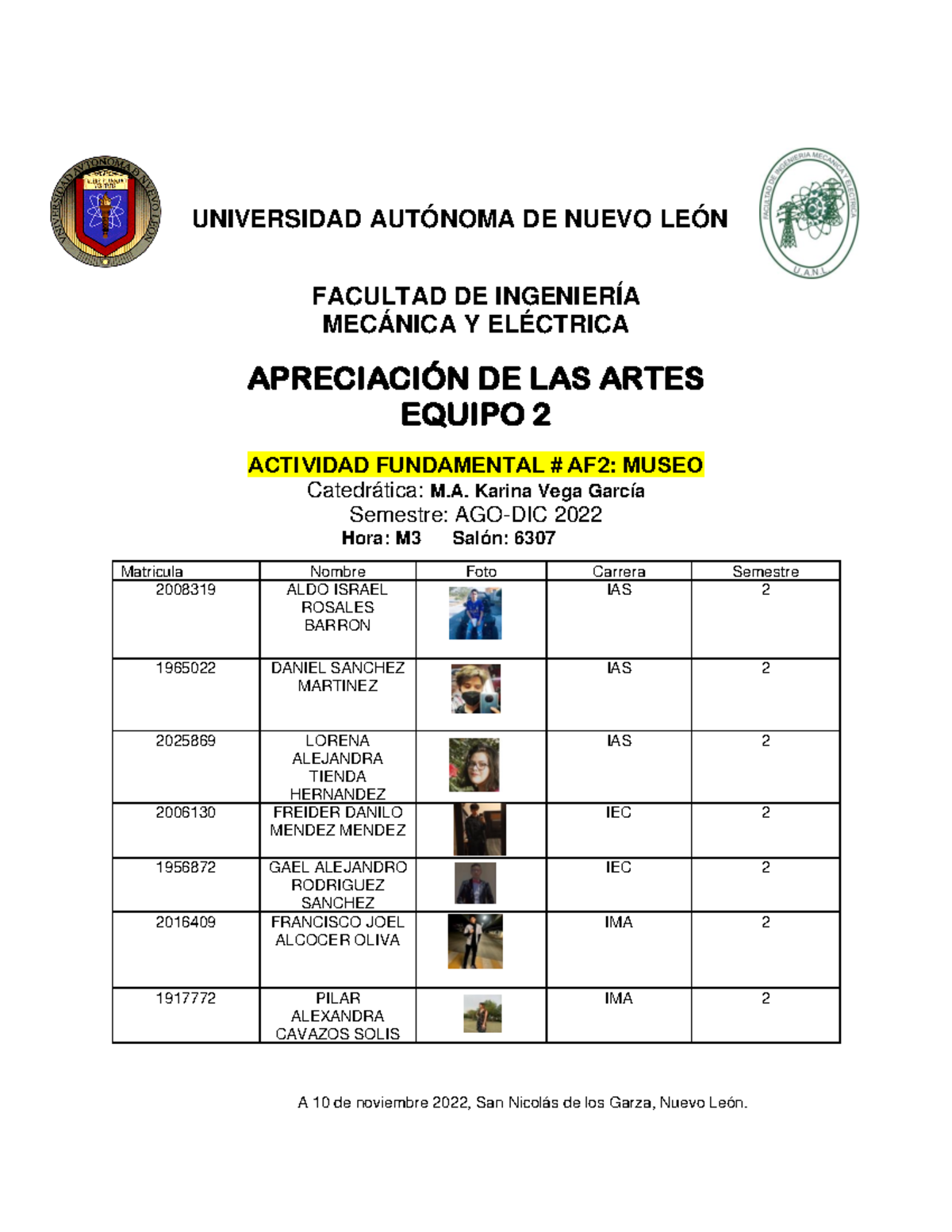 AF2- Museo Equipo 2 - Actividad fundamental - UNIVERSIDAD AUTÓNOMA DE NUEVO LEÓN FACULTAD DE ...