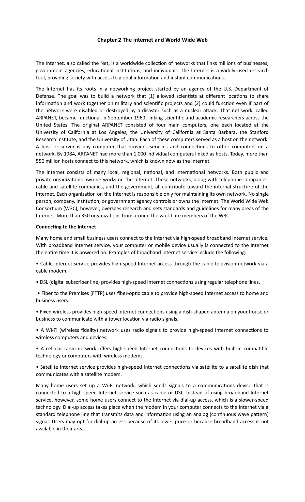 The Internet and World Wide Web - The Internet is a widely used ...