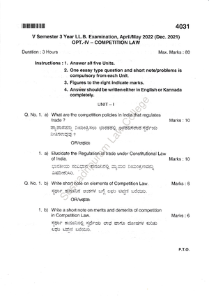 Question Papers - BHSHSB 0505 3 Years LL. V Semester Examination ...