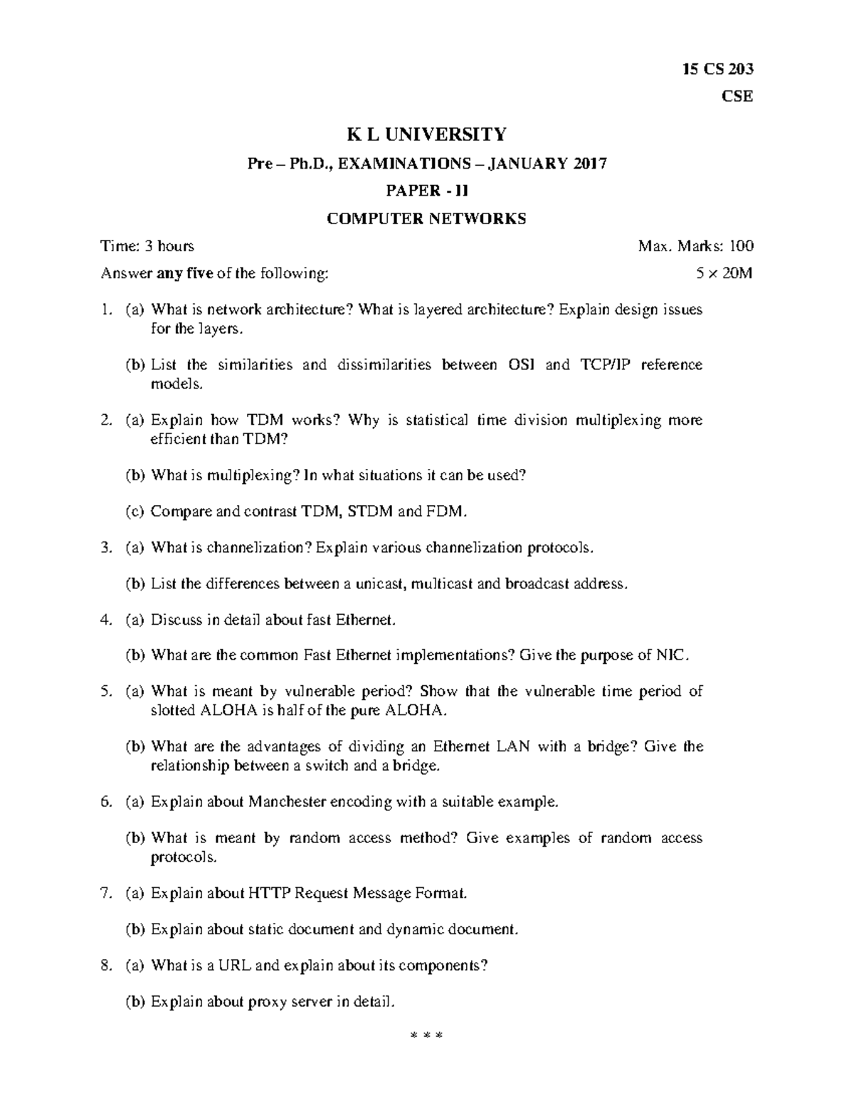Cn - computer networks - 15 CS 203 CSE K L UNIVERSITY Pre – Ph ...