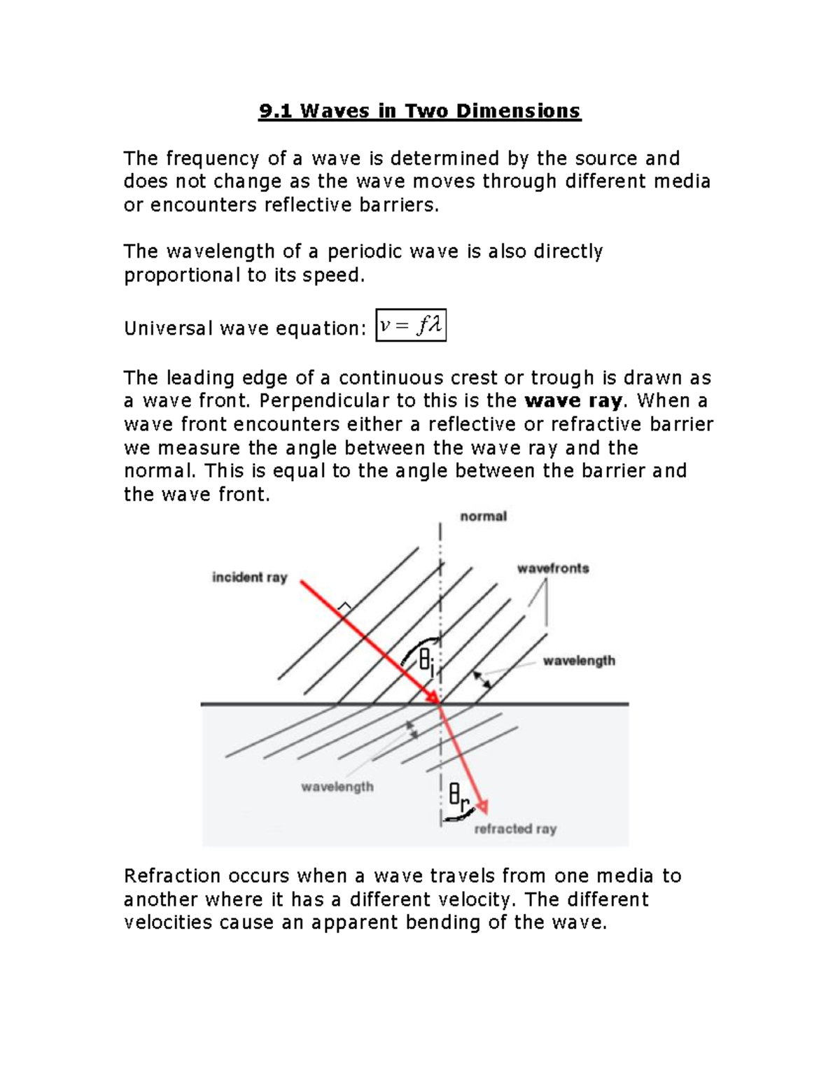 9.1Waves In 2D Incomplete - 9 Waves in Two Dimensions The frequency of ...