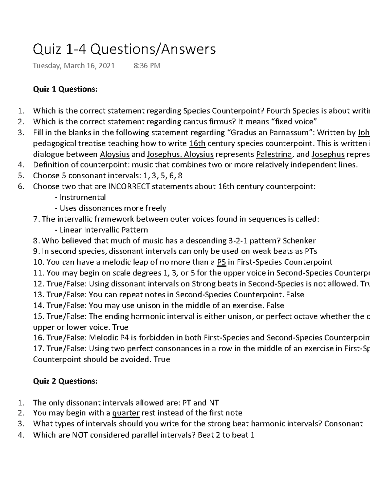 Quiz 1 4 Questions Answers Quiz 1 Questions Which Is The Correct Statement Regarding Species