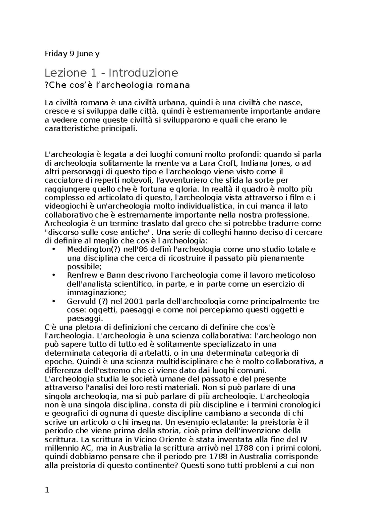 Lezione 1 - Introduzione - Friday 9 June y Lezione 1 - Introduzione ? Che cos’è l’archeologia ...
