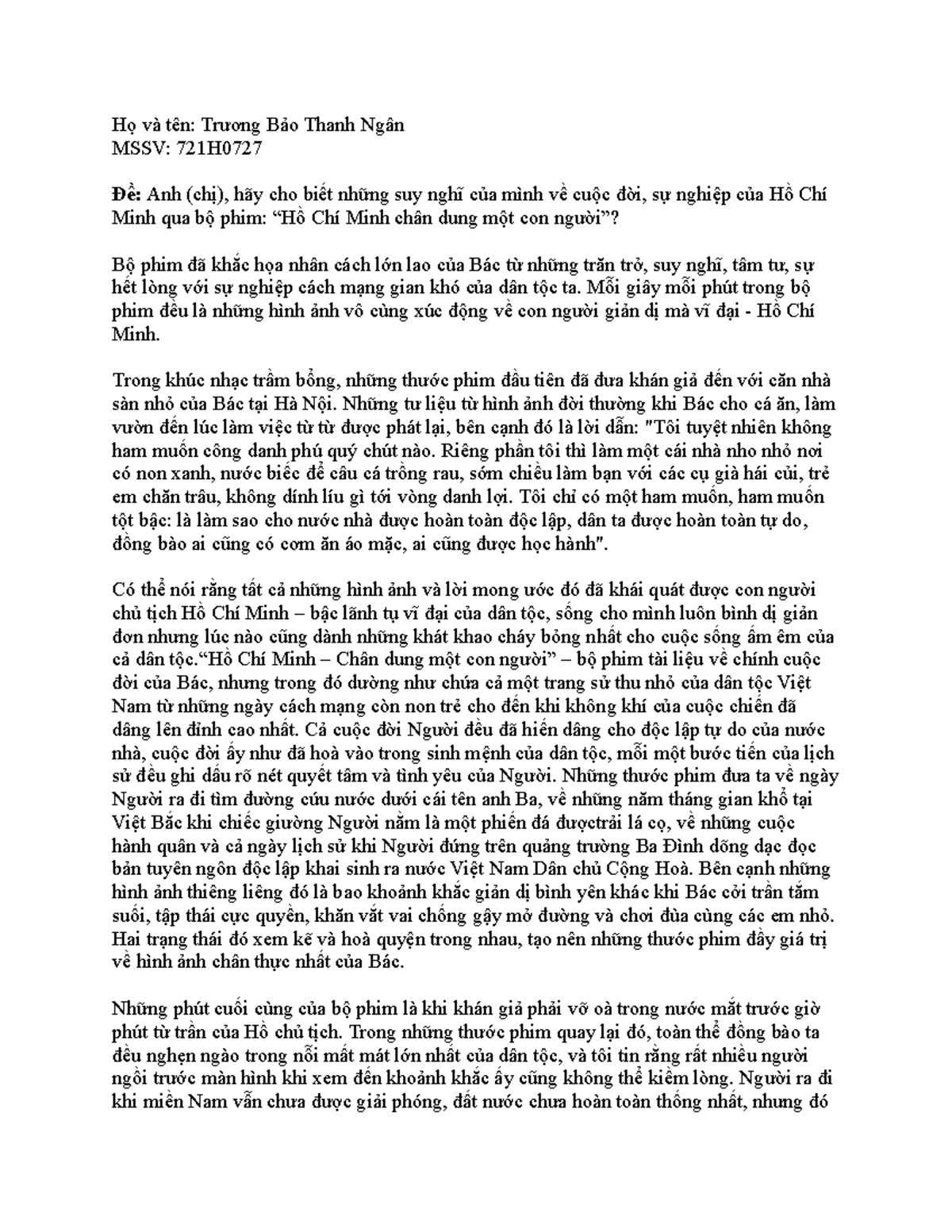 BT tuần 1 Trương Bảo Thanh Ngân 721H0727 - Họ và tên: Trương Bảo Thanh Ngân MSSV: 721H Đề: Anh ...