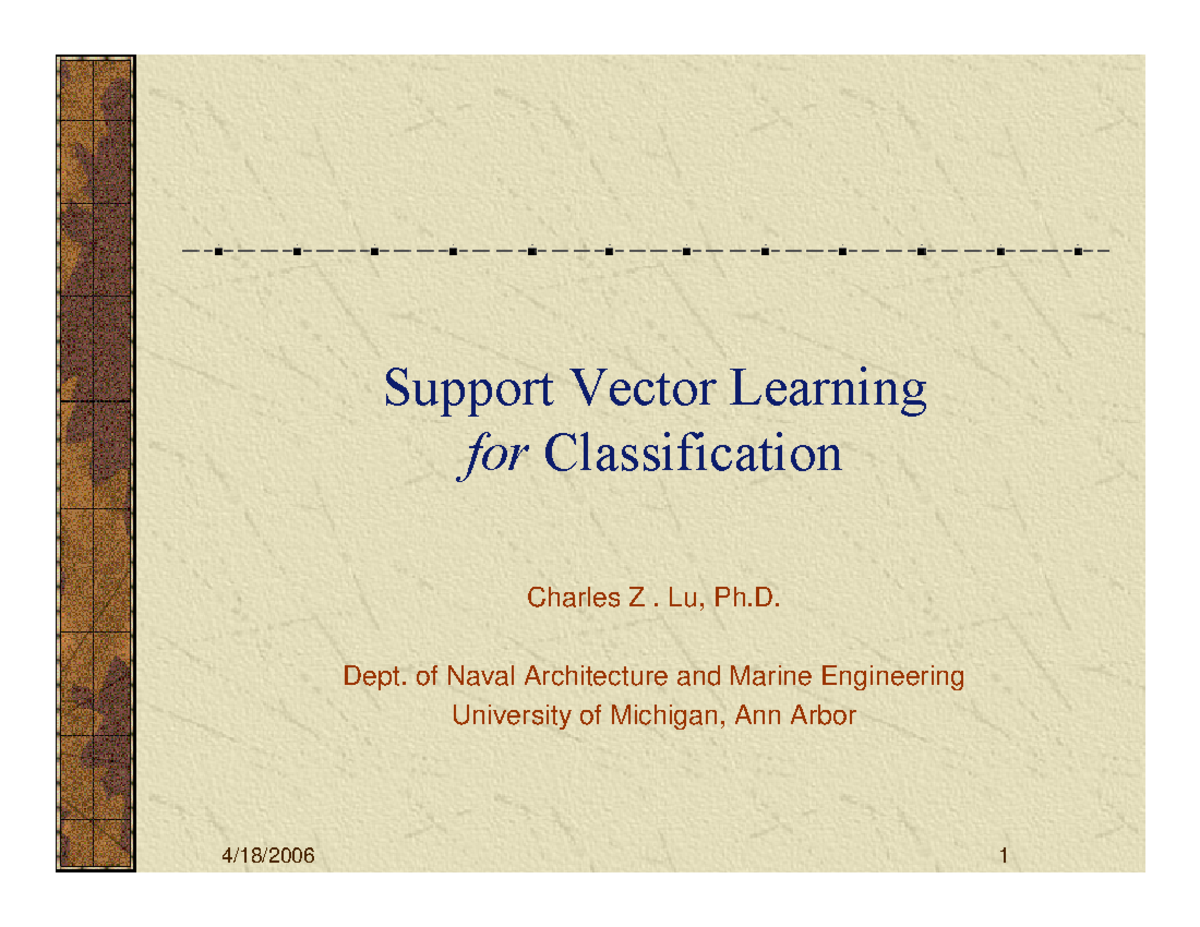 SVC Presentation - The application of the algorithms of optimization ...