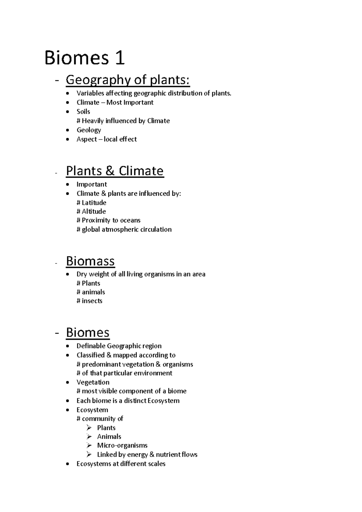Exam3 - Review/Practice - Biomes 1 - Geography of plants: Variables ...