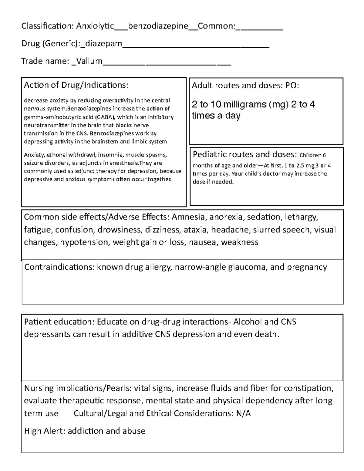 Anxiolytic - med card - Classifica(on: Anxioly(c___benzodiazepine ...