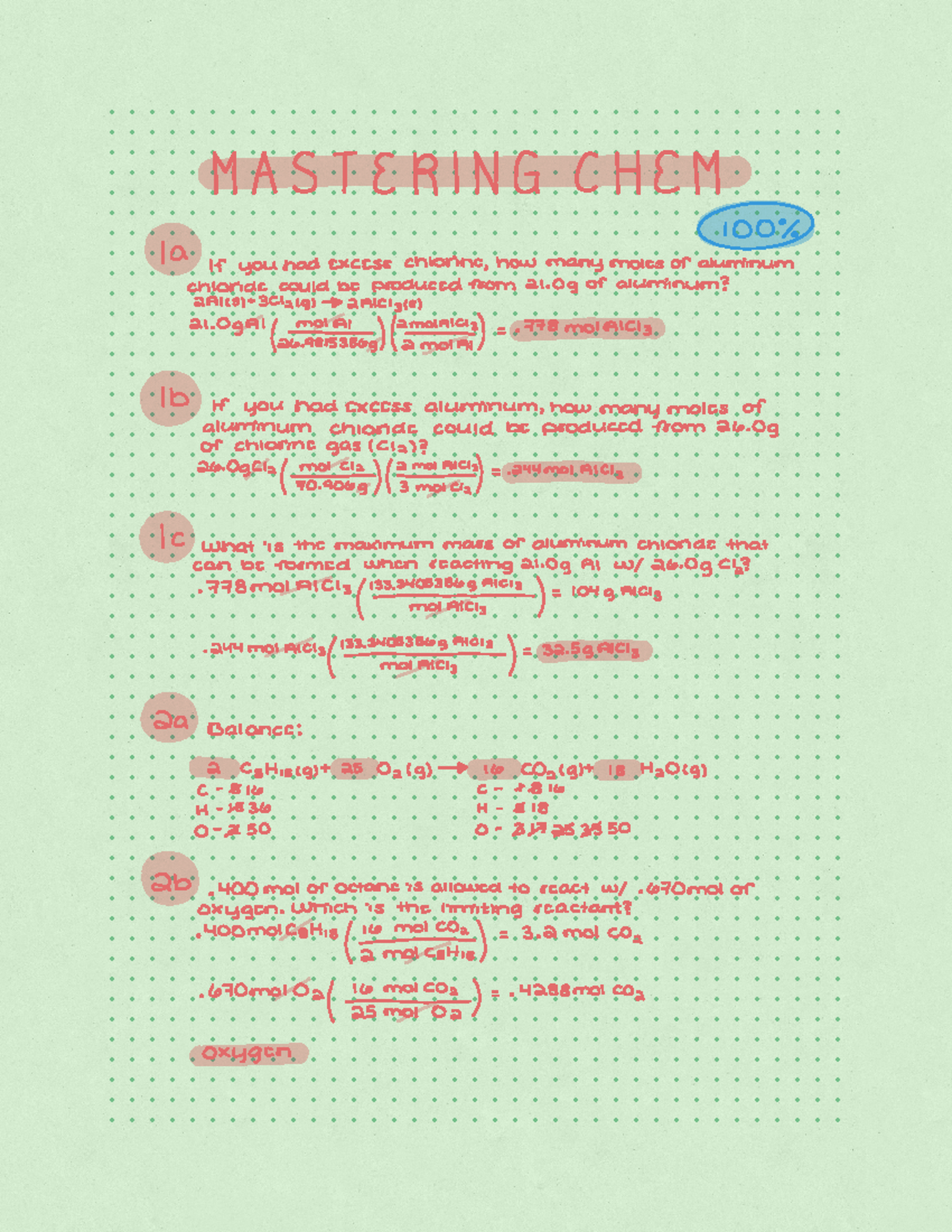 Chem HW #7 Mastering Chemistry - MASTERING CHEM la If you had excess ...