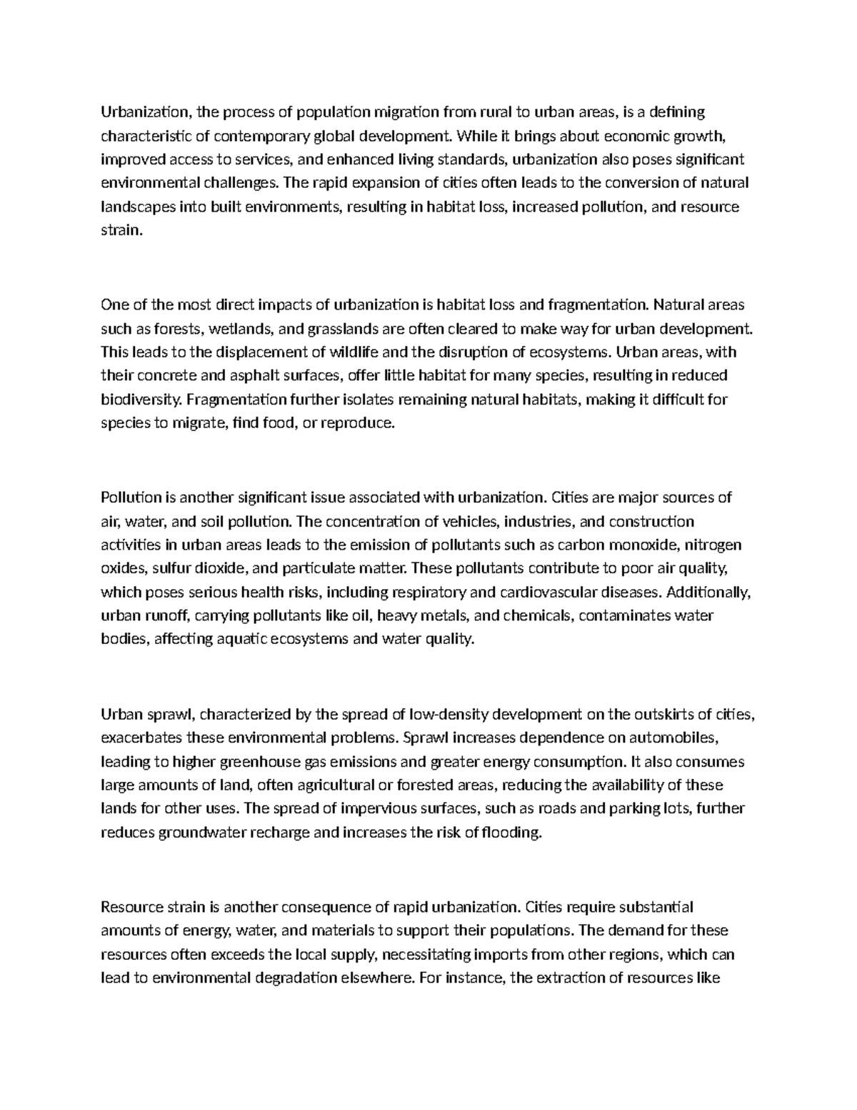 Urbanization and Its Environmental Impacts - Urbanization, the process ...