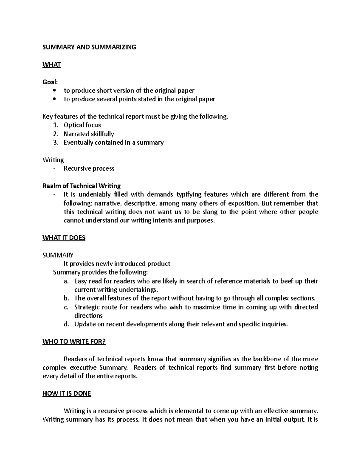 Summary and Summarizing - SUMMARY AND SUMMARIZING WHAT Goal: to produce ...