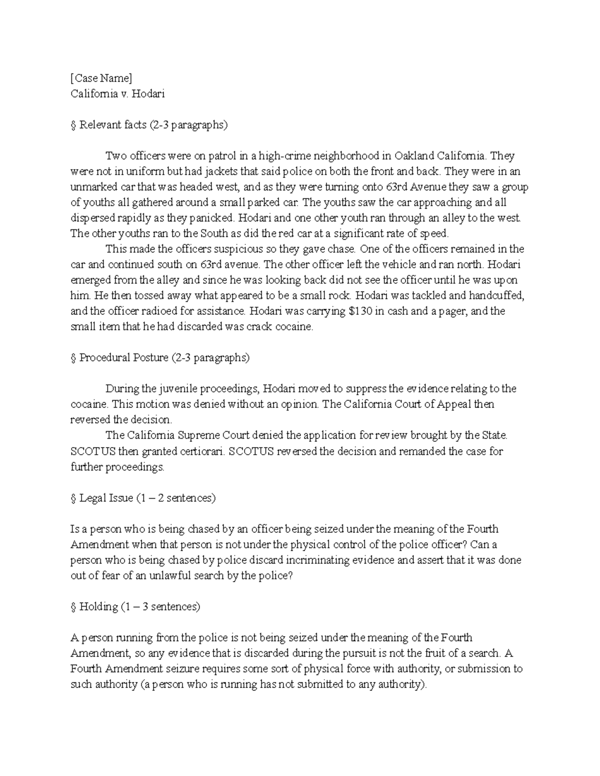 Case Brief 9.5 - Professor Wiles's class. Cases for class discussion ...