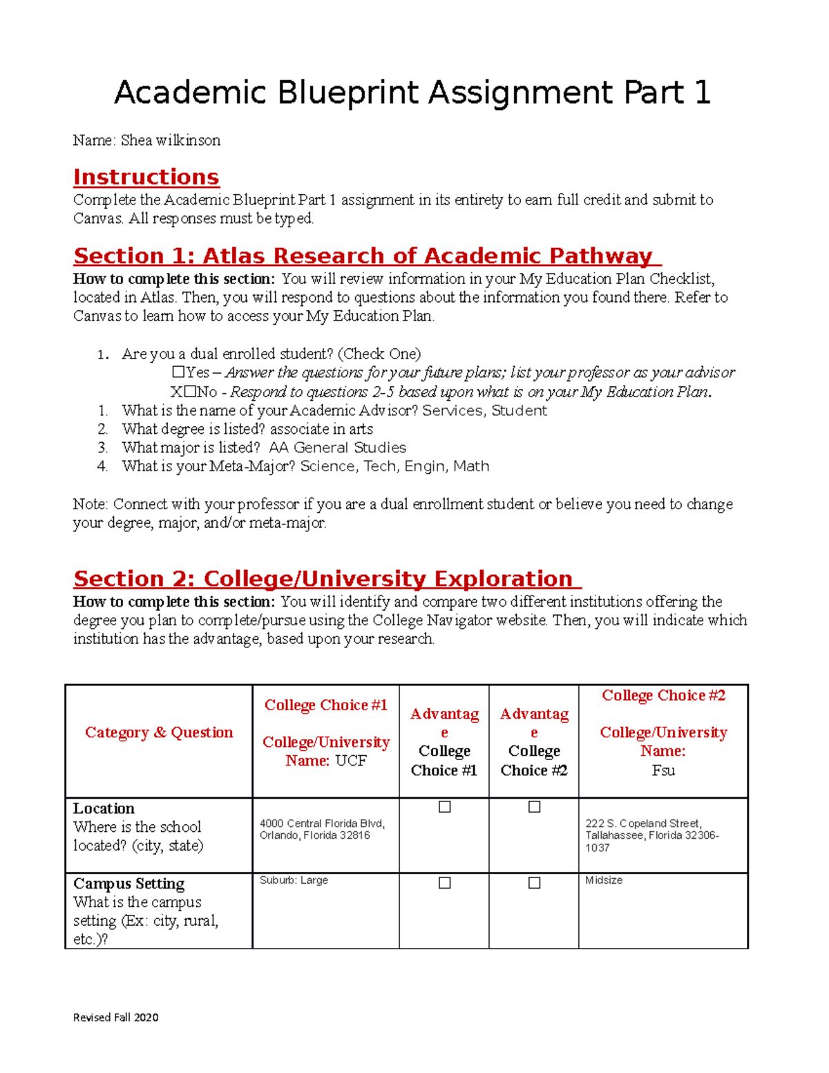 Academic Blueprint Part 1 Rev FA 21 for DE students (1) 1 - Academic ...