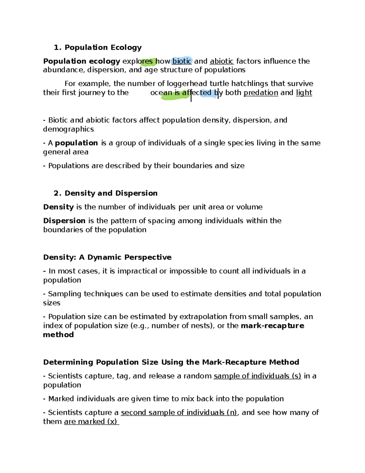 53 - Chapter 53 - 1. Population Ecology Population ecology explores how ...