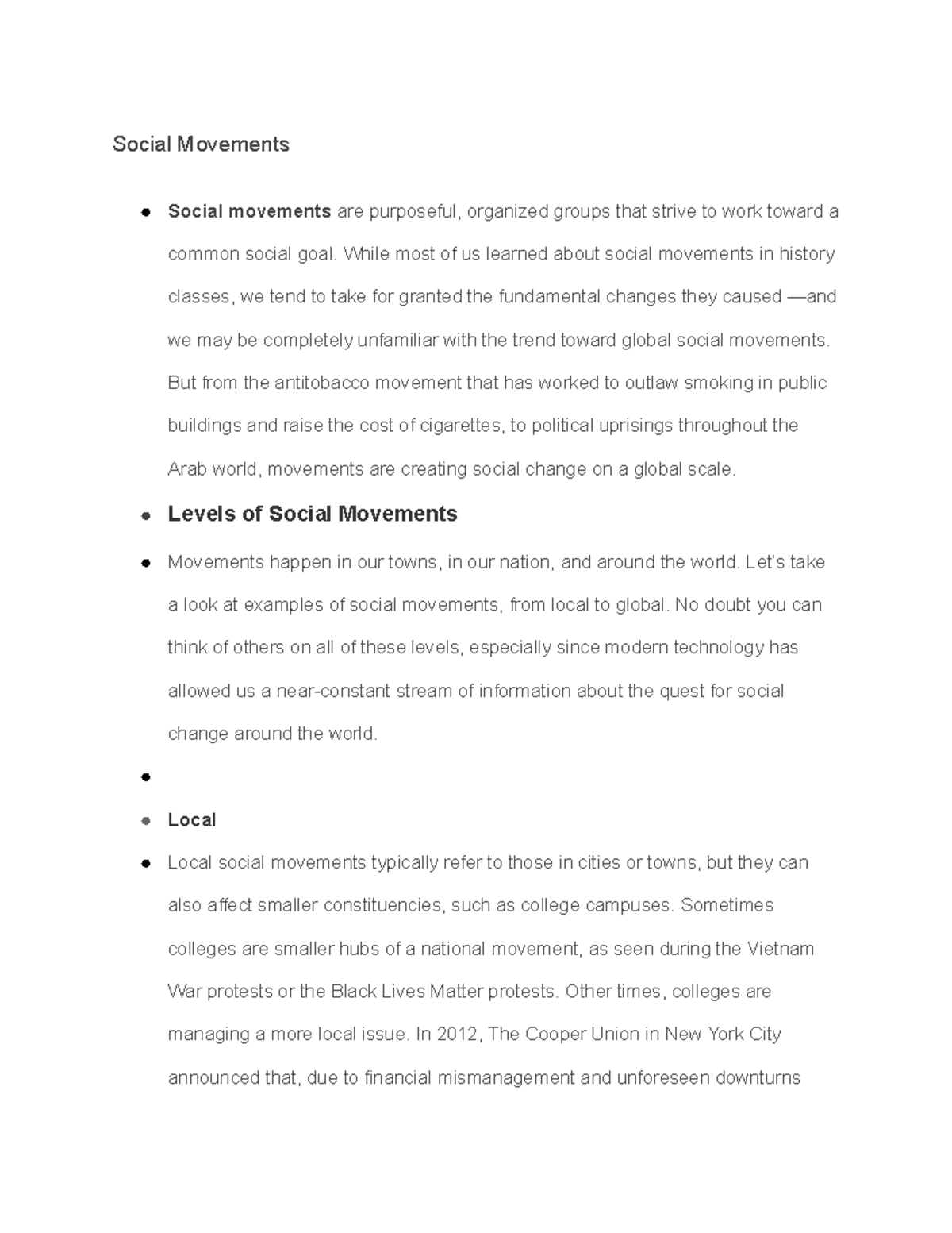 SOCI- Social Movements - Social Movements Social movements are ...