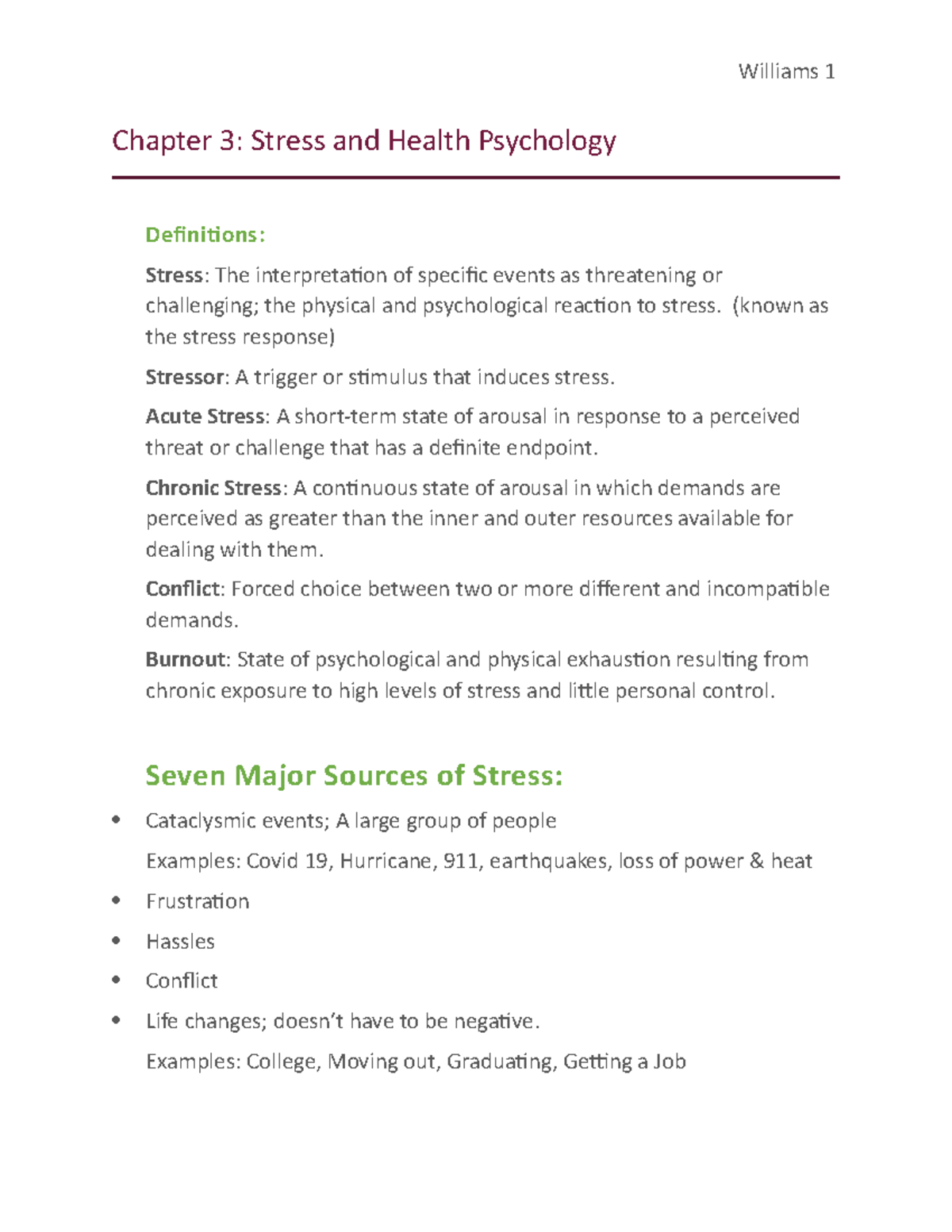Chapter 3 Reading Notes - Chapter 3: Stress and Health Psychology ...