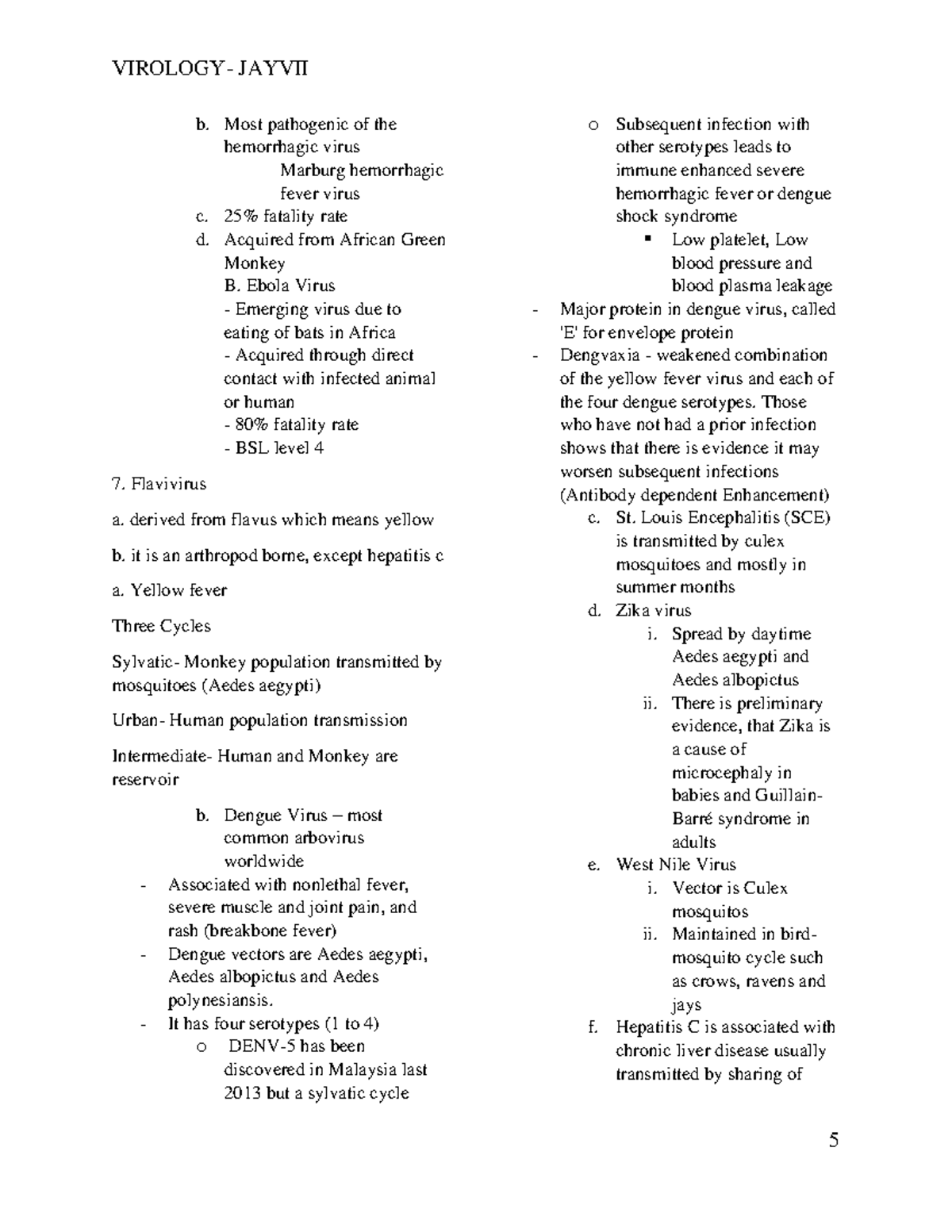 Mycovirology Lecture Notes - 19 - VIROLOGY- JAYVII 5 b. Most pathogenic ...