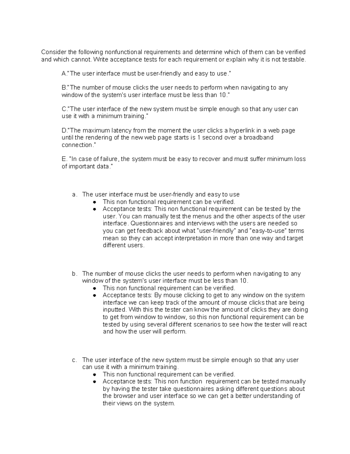 Software Engineering Assignment Unit 2 - Consider the following nonfunctional requirements and ...