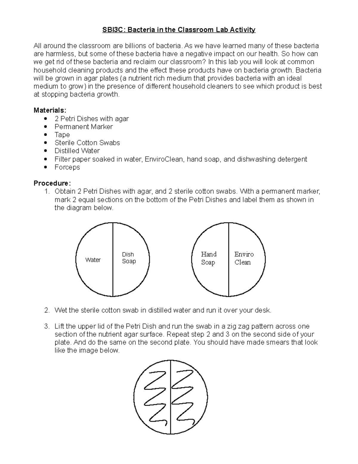 Bacteria Growth Lab Activity - SBI3C: Bacteria in the Classroom Lab ...